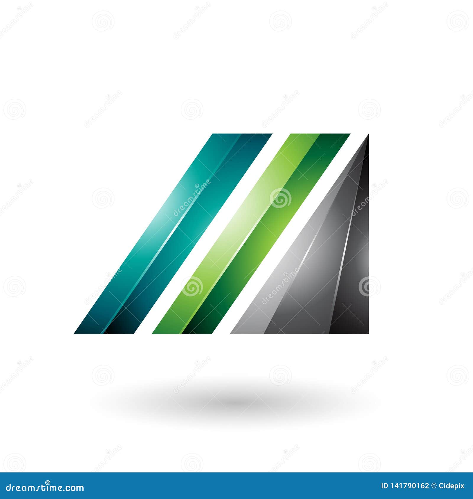 Light and Dark Green Letter M of Glossy Diagonal Bars Stock Vector ...