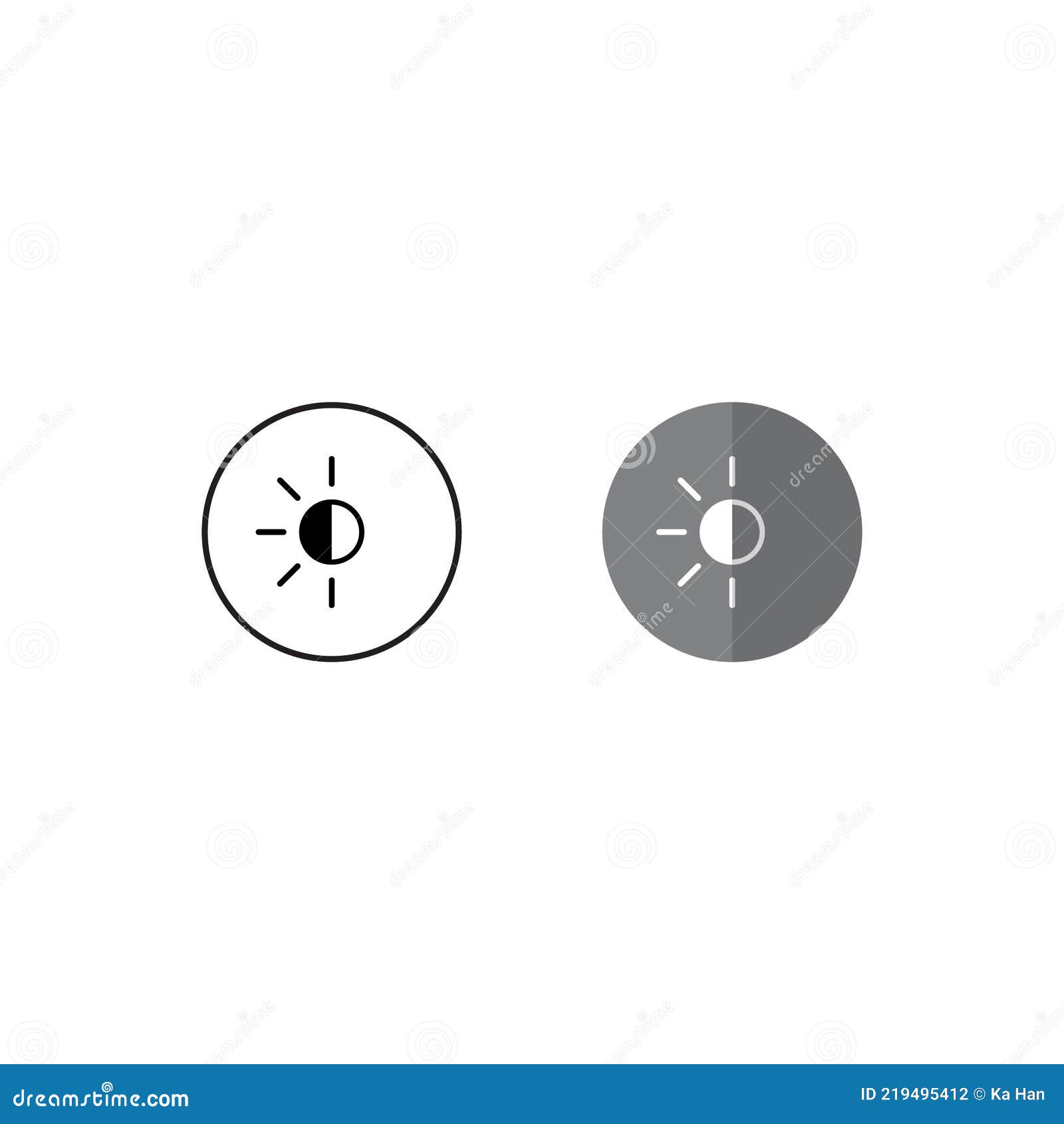 Light and Dark Mode Button Icon Vector in Flat Design Style Stock ...