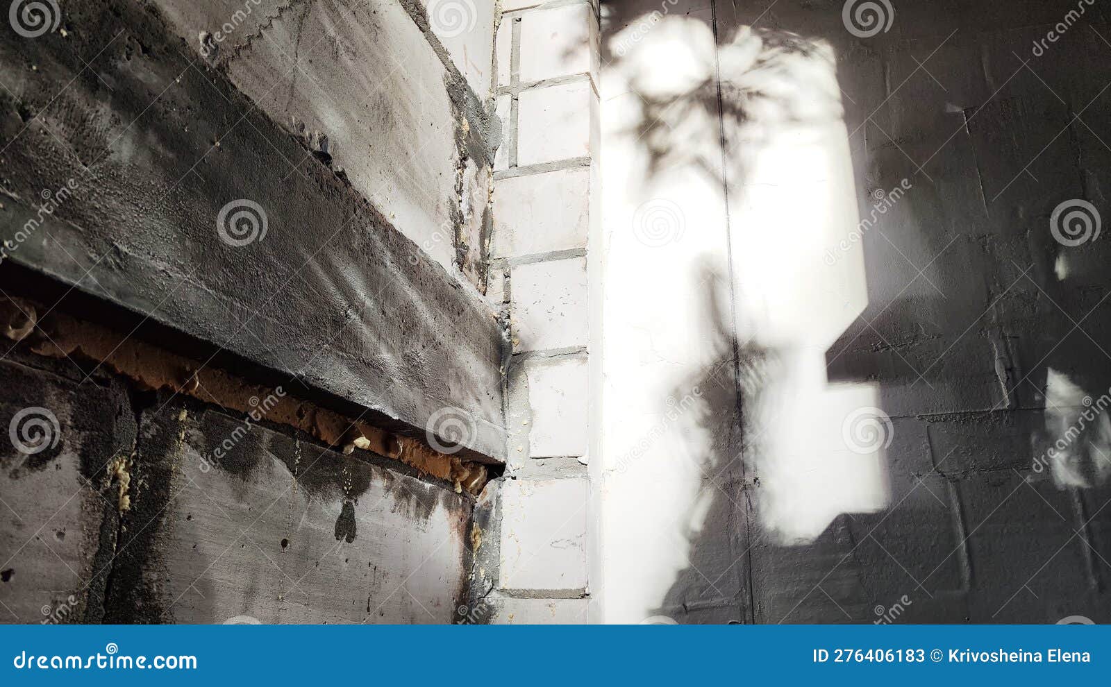 Light and Dark Shadows from the Sun on the Wall with Rough, Large ...