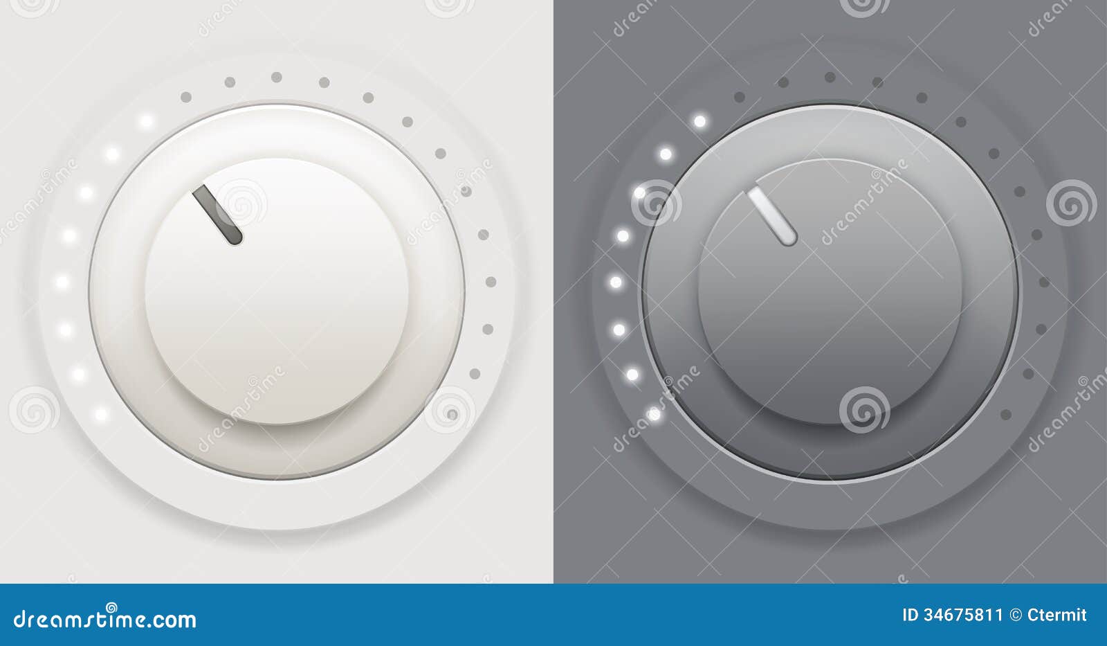 Light and Dark Volume Knobs Stock Vector - Illustration of measurement ...