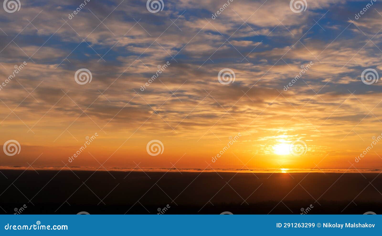 Light of Day: Sun Rising with Stunning Clouds Stock Illustration ...