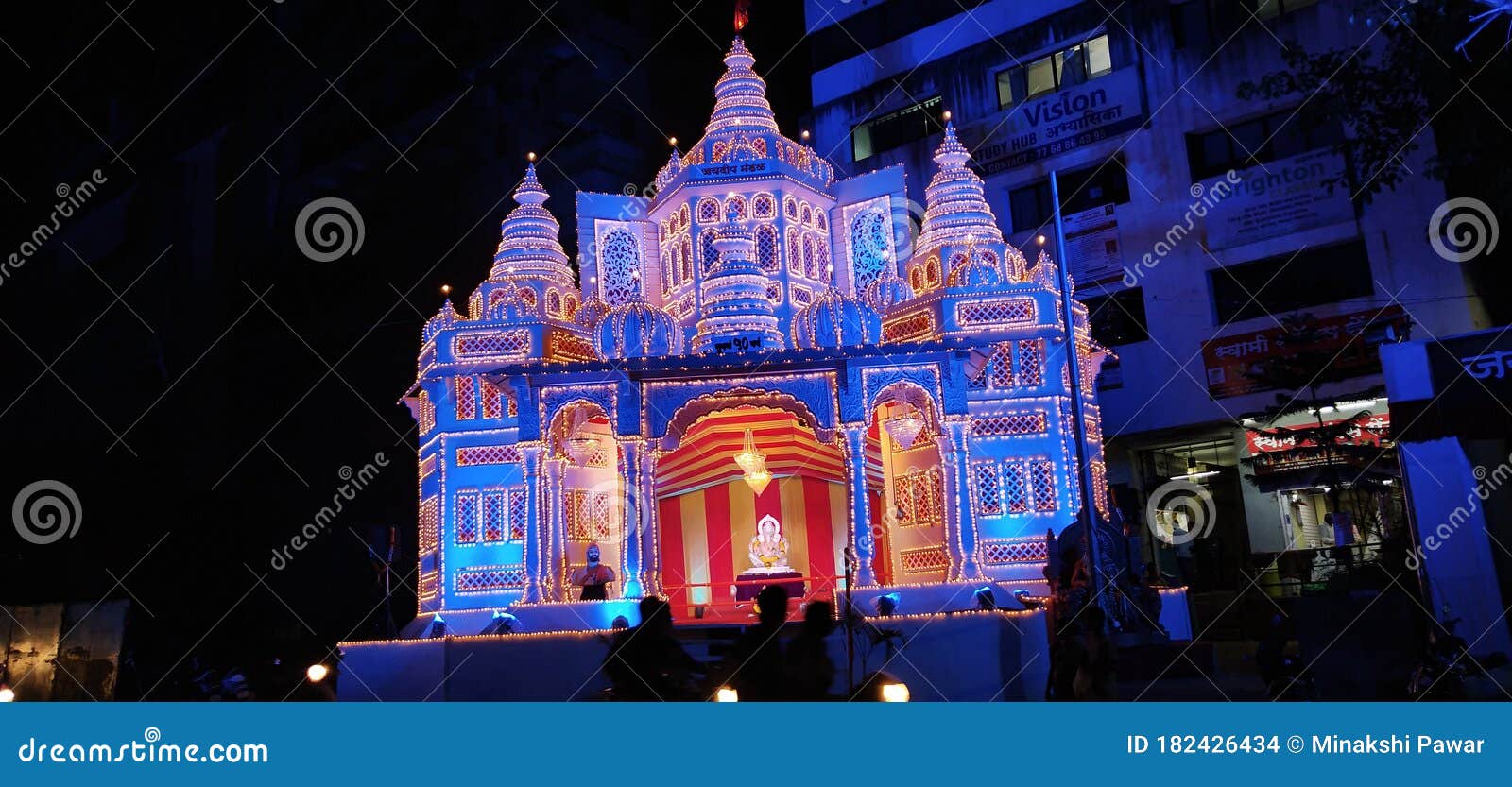 Light Decorations of Temple Editorial Stock Image - Image of evening ...