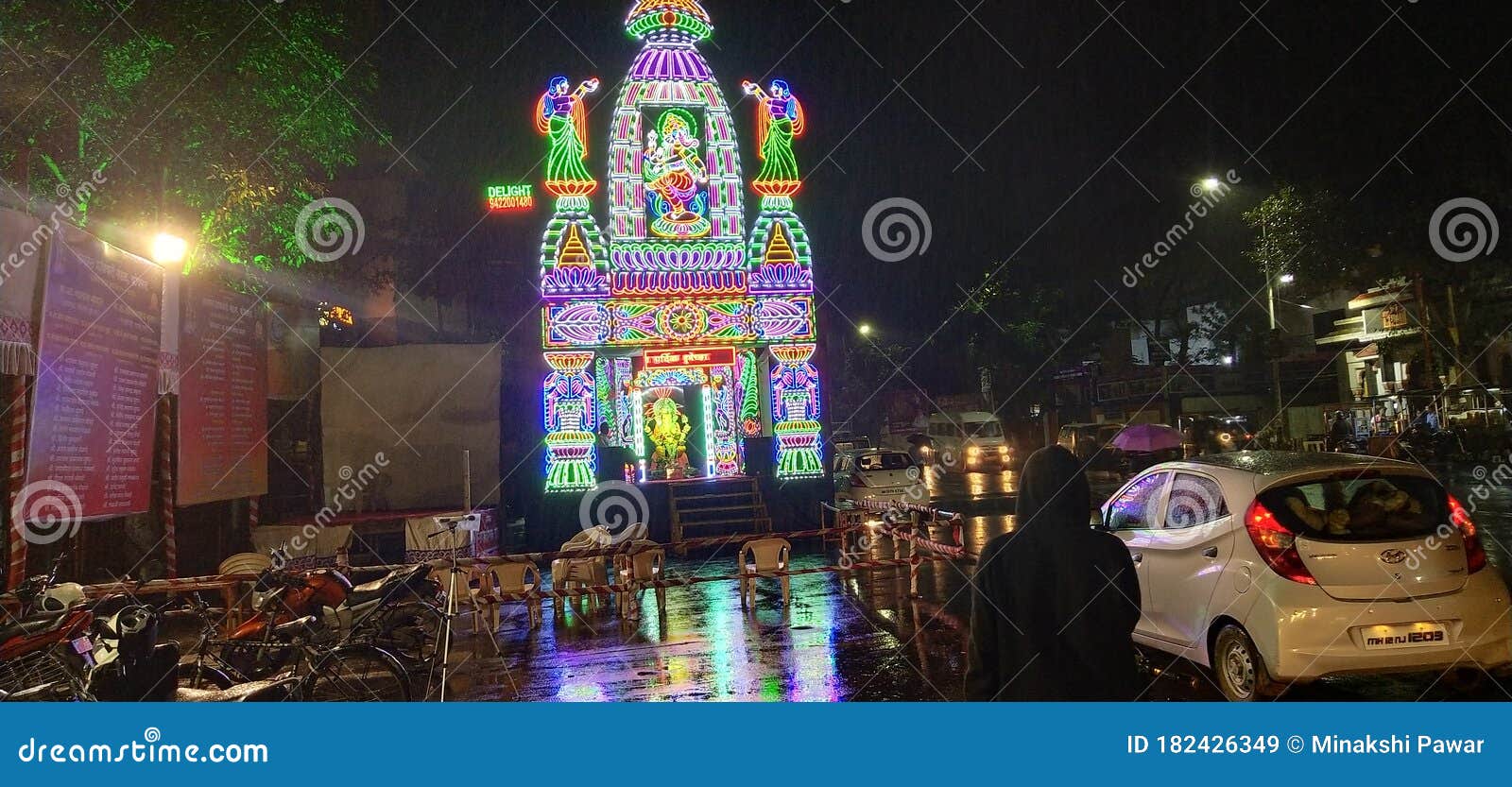 Light Decorations of Temple Editorial Stock Image - Image of darkness ...