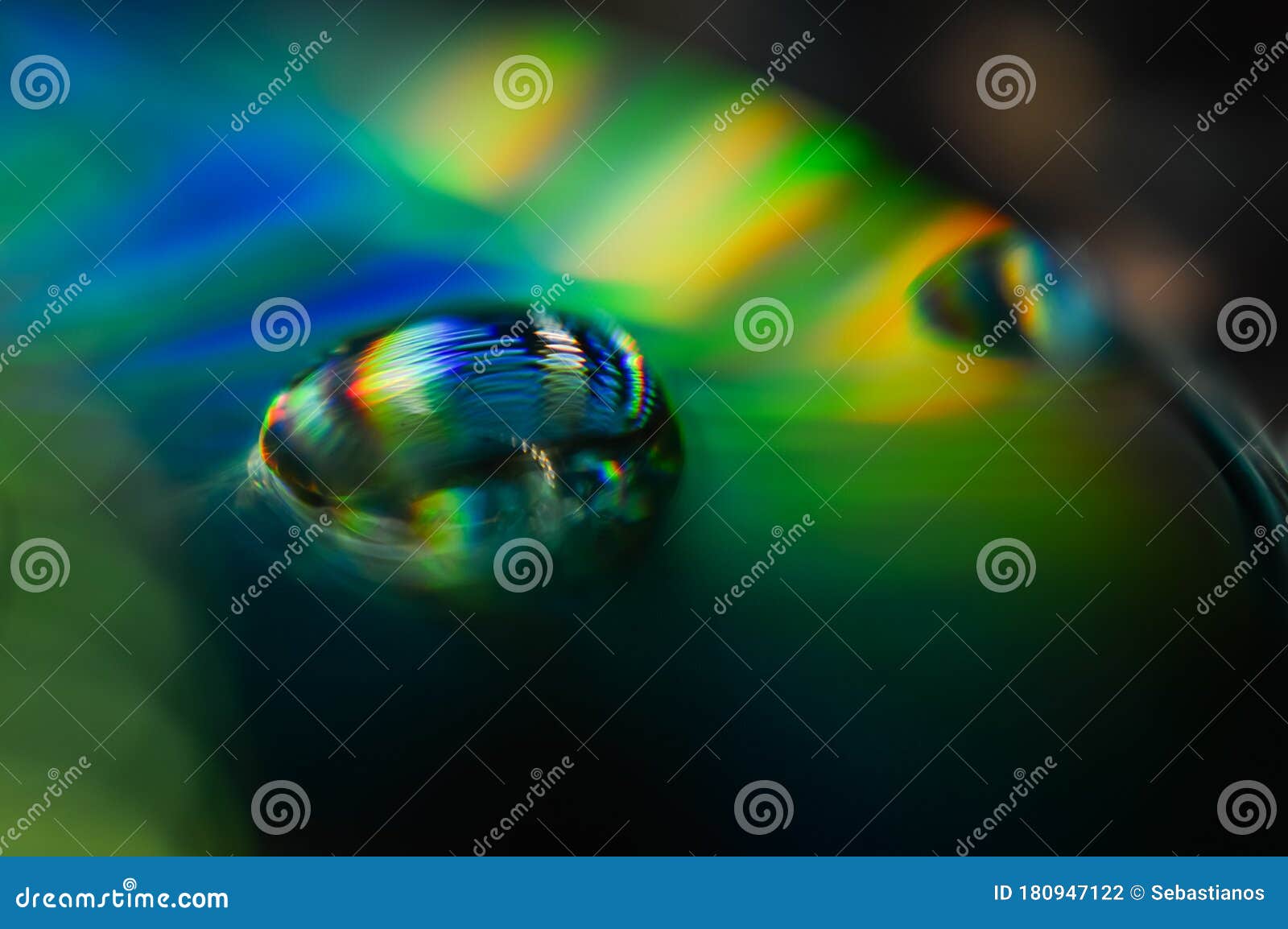 Light Diffraction Showing Rainbows on Water Drops Stock Photo - Image ...