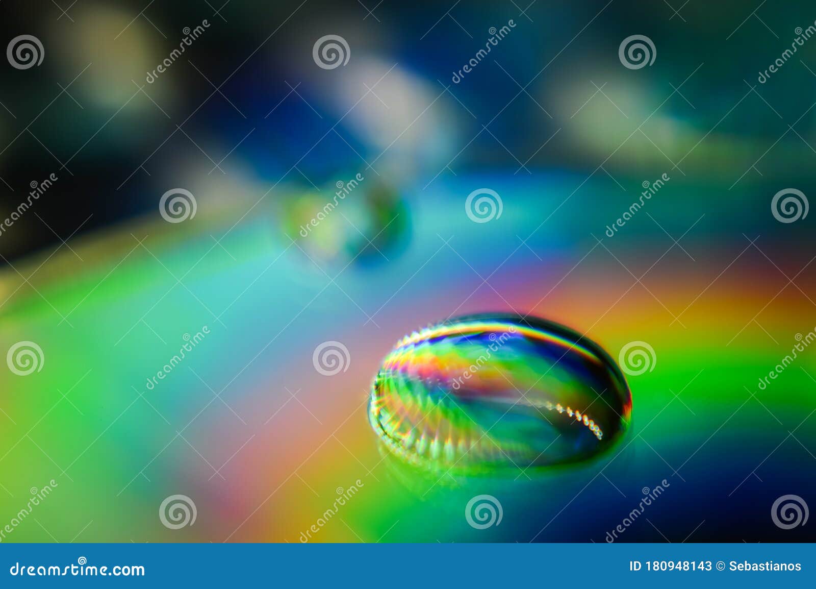 Light Diffraction Showing Rainbows on Water Drops Stock Image - Image ...