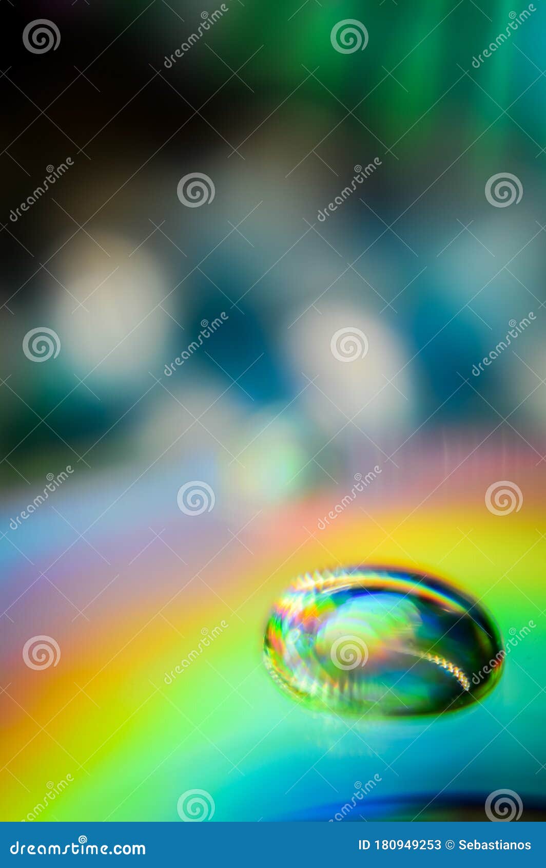 Light Diffraction Showing Rainbows on Water Drops Stock Image - Image ...