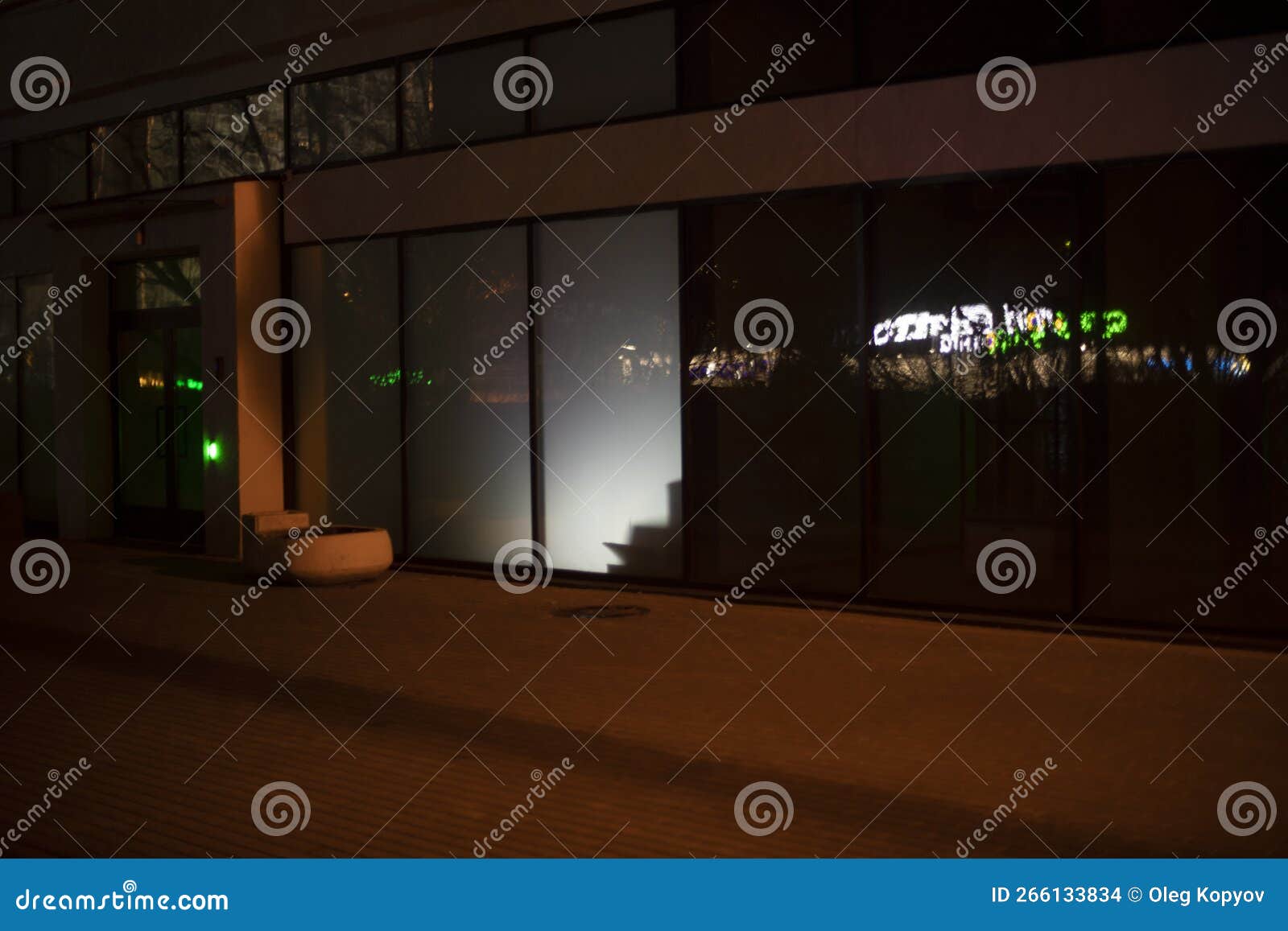 Light in Display Case at Night. Light from Building Stock Photo - Image ...