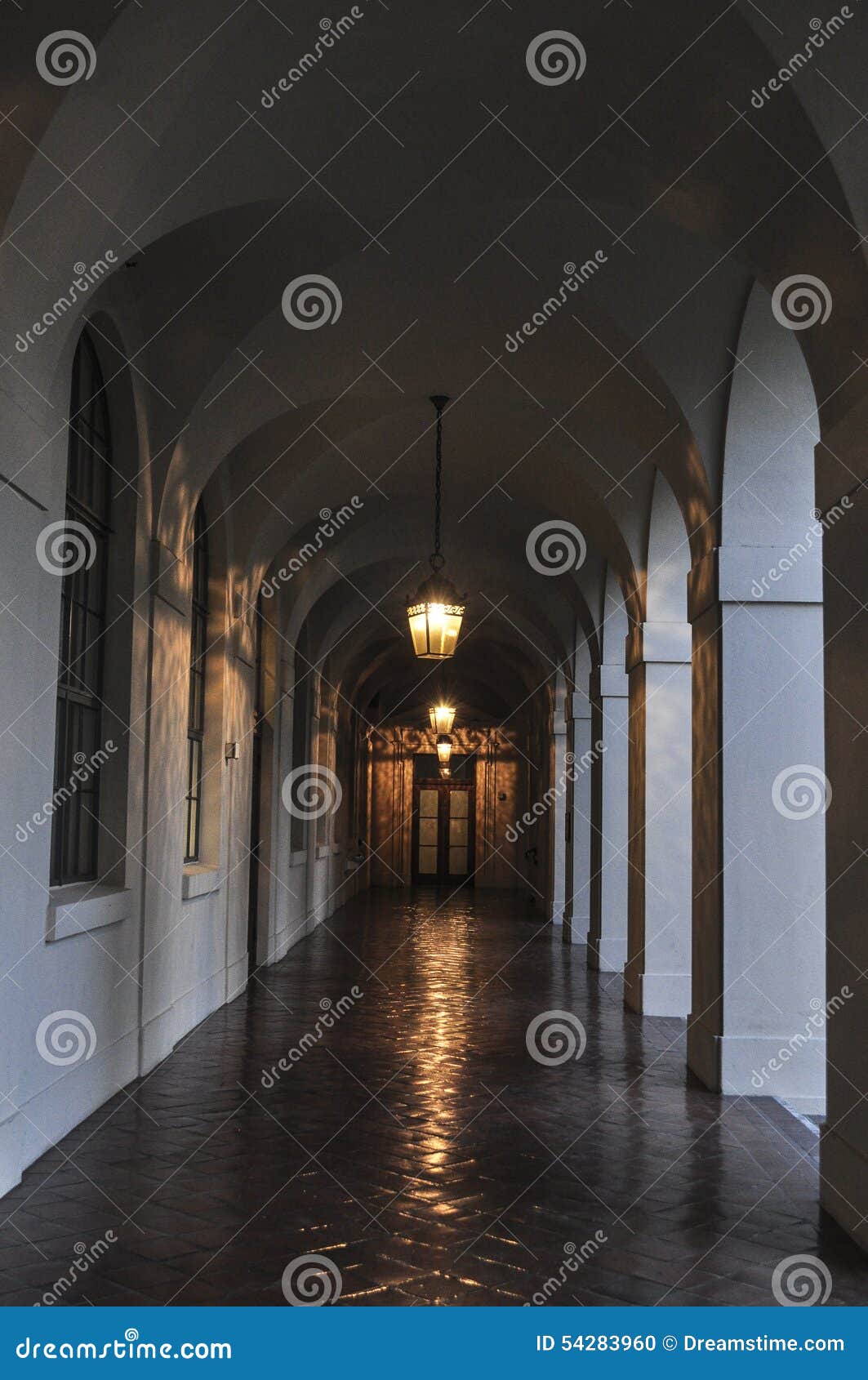 The light down the hall stock photo. Image of pasadena - 54283960