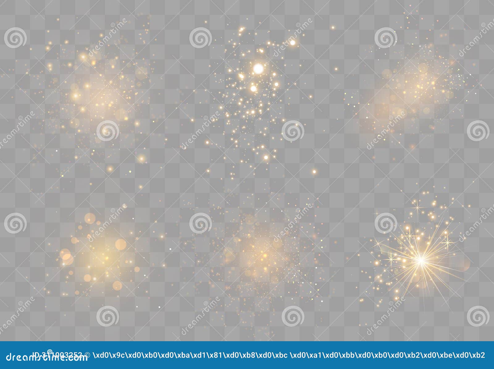 The Dust Sparks and Golden Stars Shine with Special Light. Vector ...