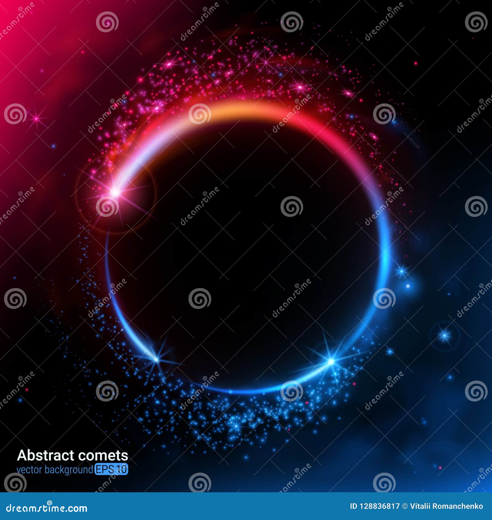 Abstract Futuristic Image of Space. Empty Place for Text. Comets ...