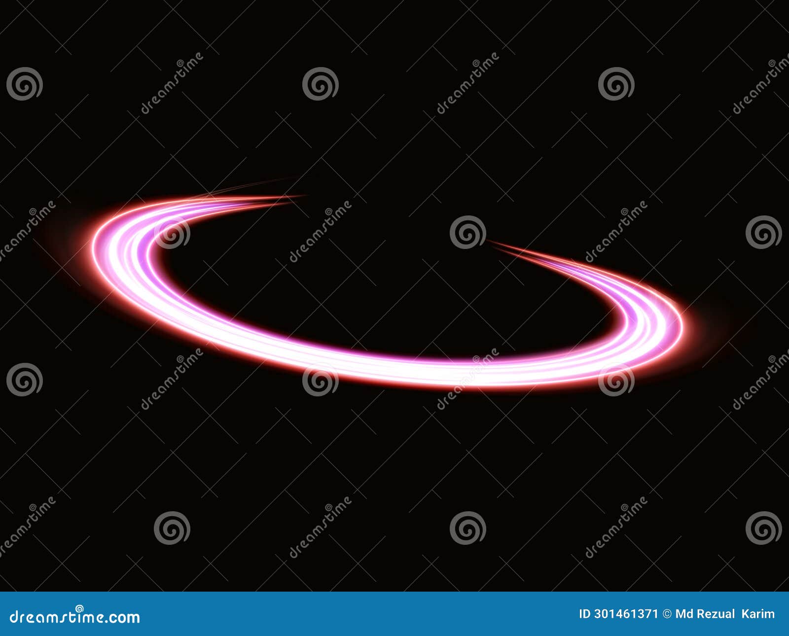 Light Effect of a Curved White-red Line. Glowing Red Circle Stock ...