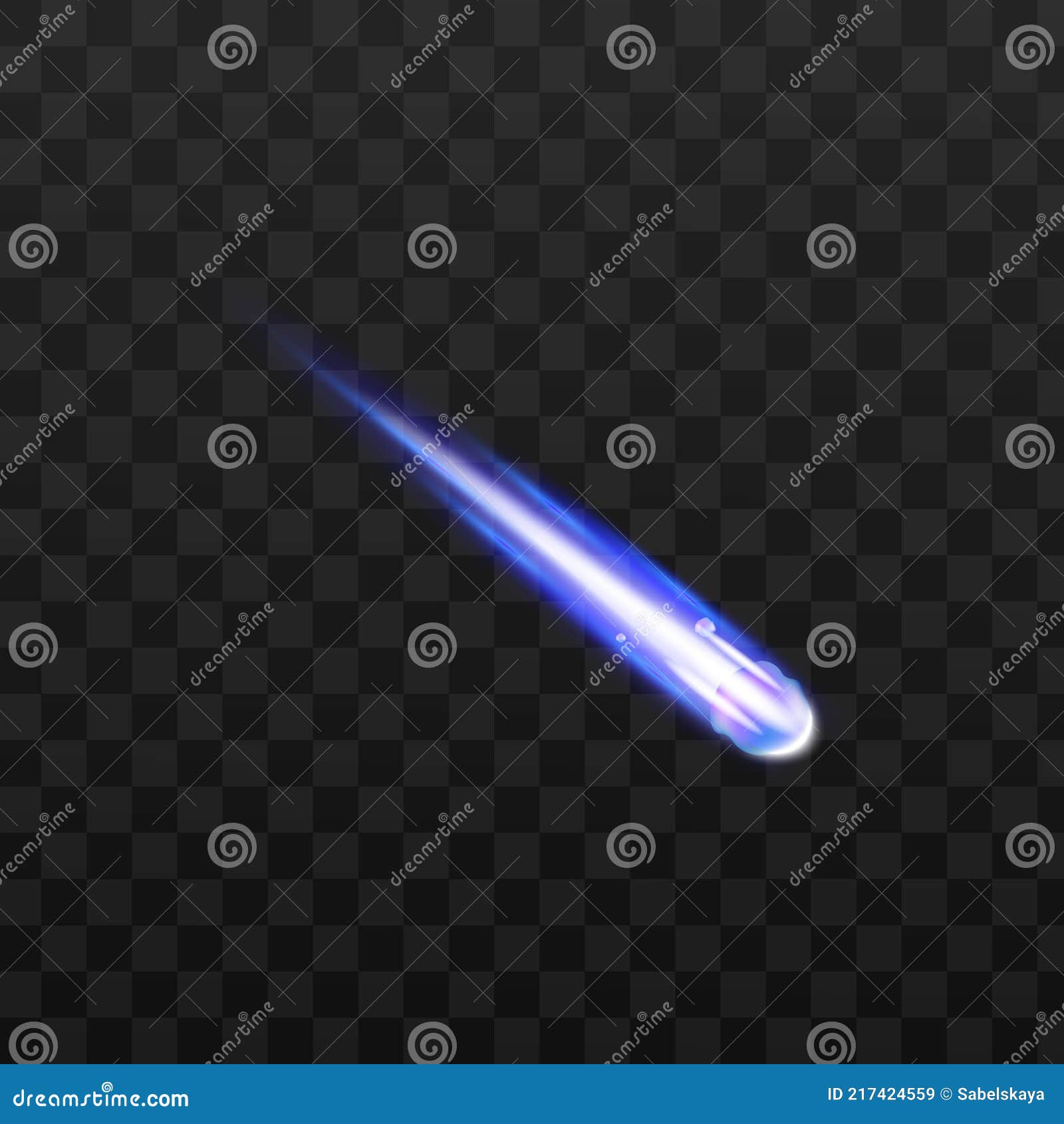 Light Effect of Falling Comet or Meteor Realistic Vector Illustration ...