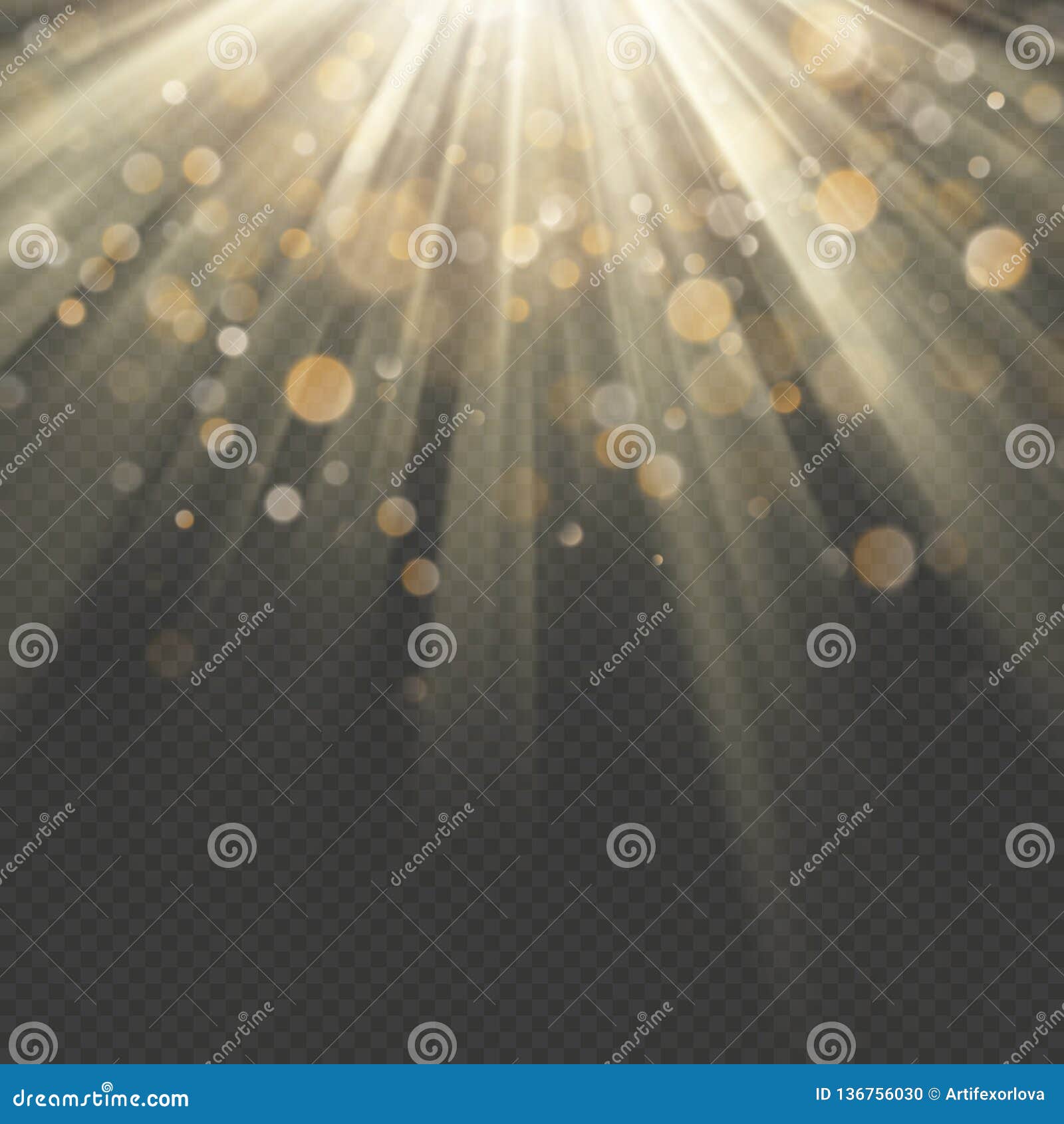 Light Effect with Glitter, Sequins. Shining Rays with Bokeh. Sun ...