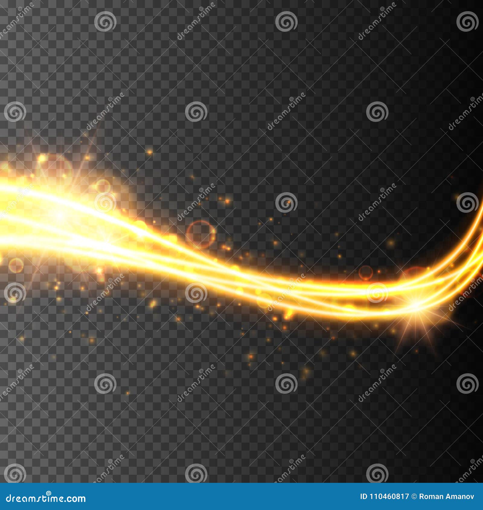 Light Effect with Glowing Wavy Lines and Sparkles. Vector Stock Vector ...