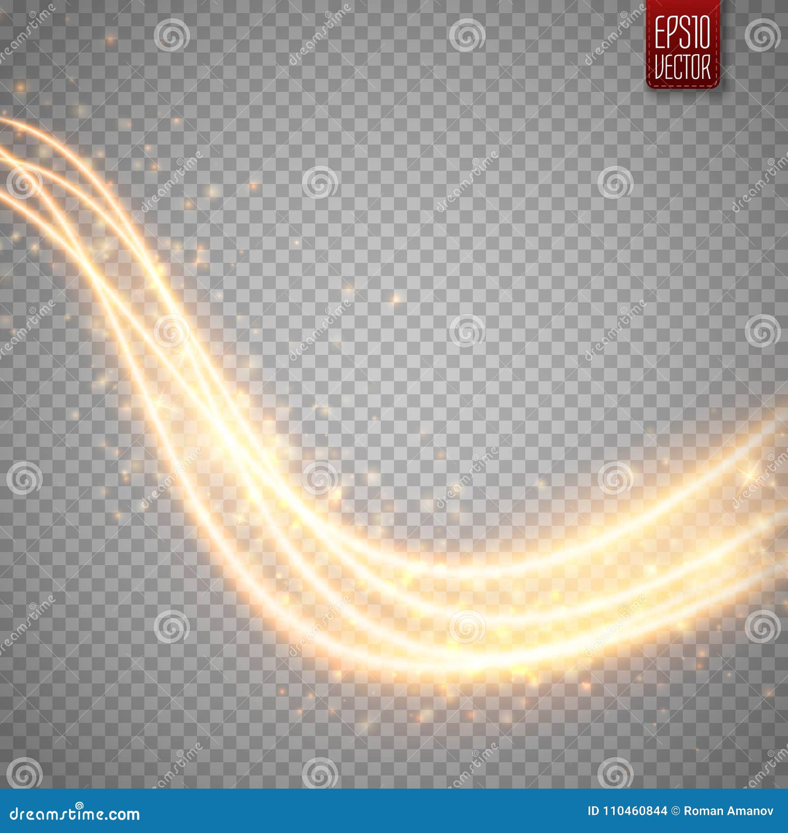 Light Effect with Glowing Wavy Lines and Sparkles. Vector Stock Vector ...
