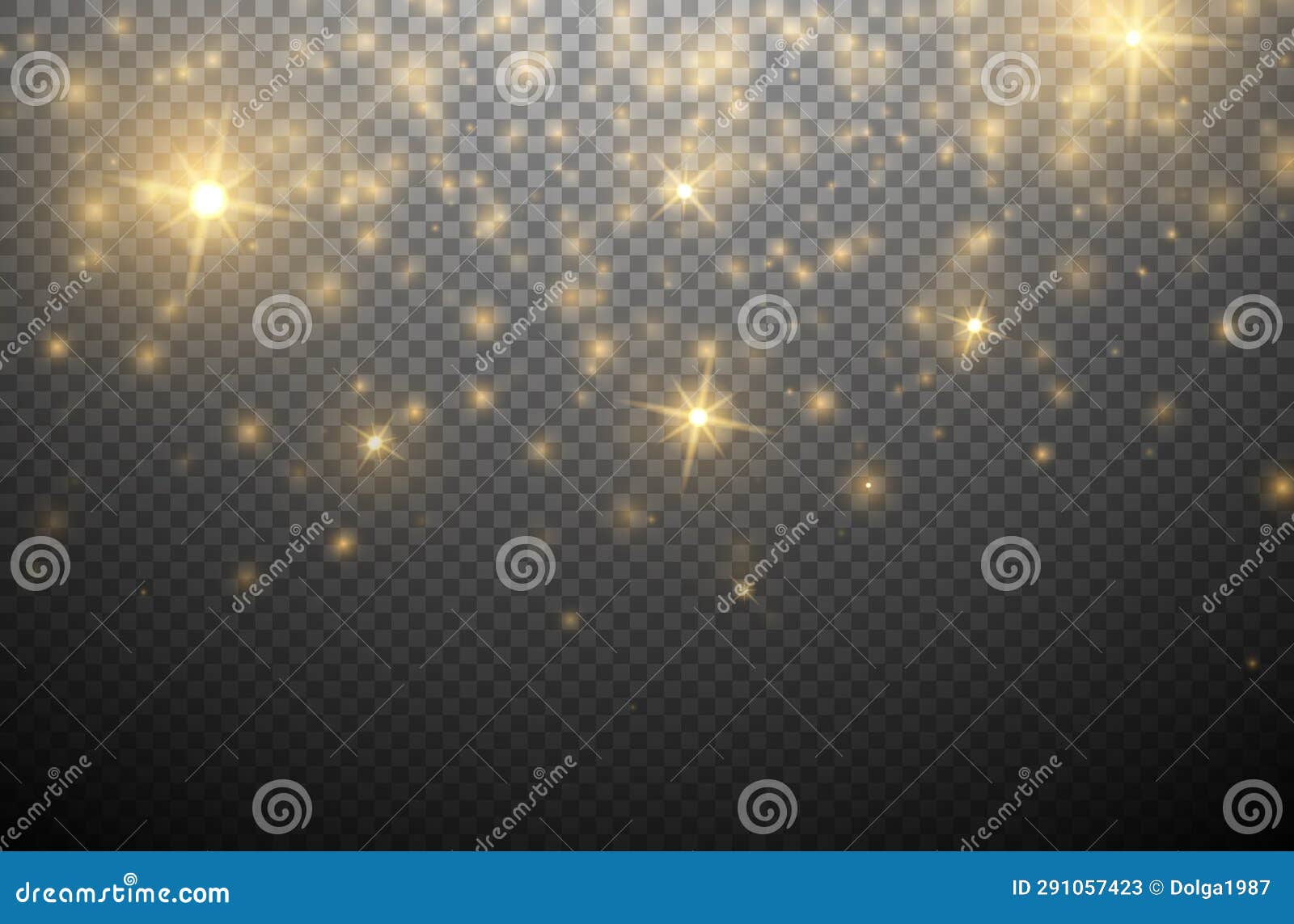 Light Effect of Golden Stars and Sparks. Sparkling Elements on a Dark ...