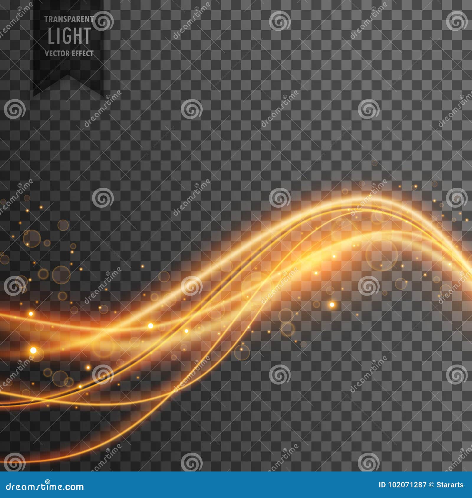 Light Effect of Golden Light Waves with Sparkles Stock Vector ...