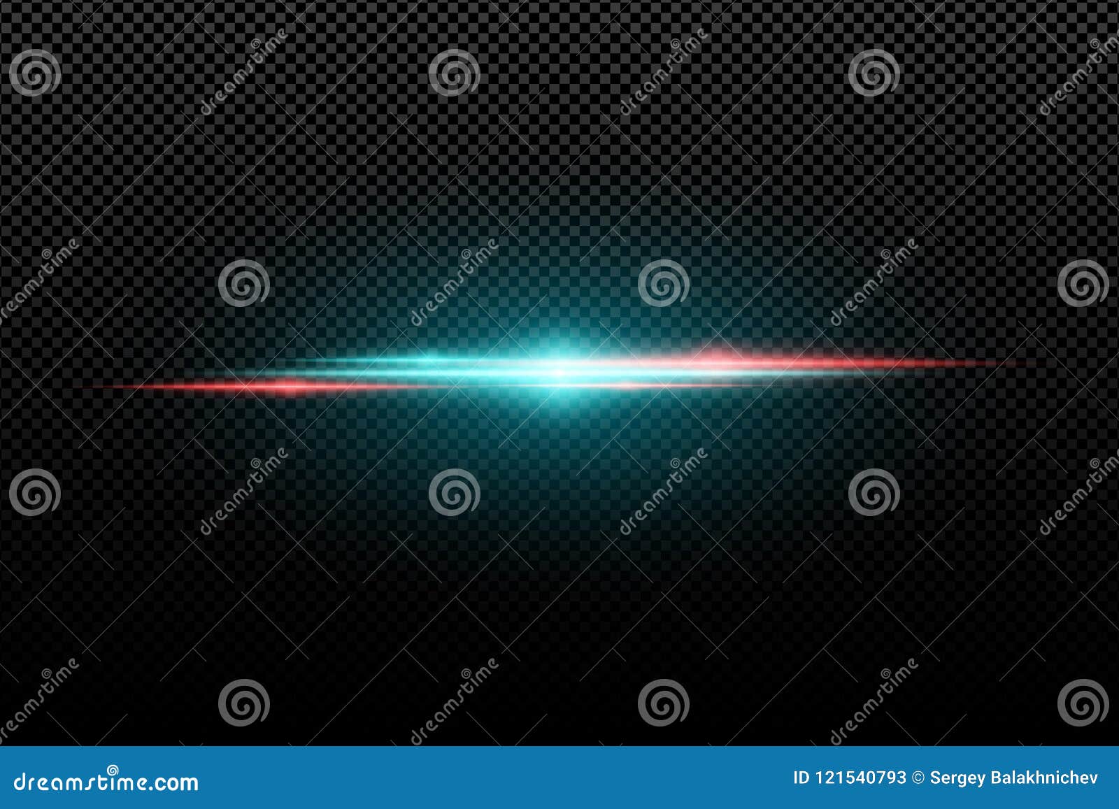 Light Effect on a Transparent Background. Horizontal Red an Blue Flash ...