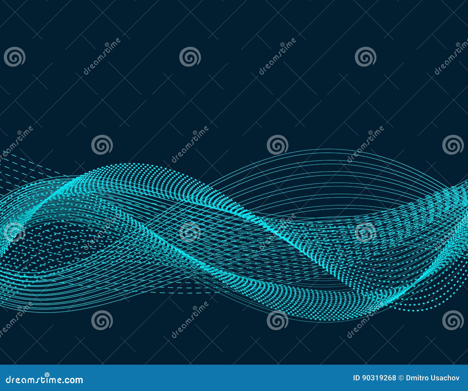 Light Effects. Abstract Discrete Waves Of Blue Neon Color. Isolated On ...