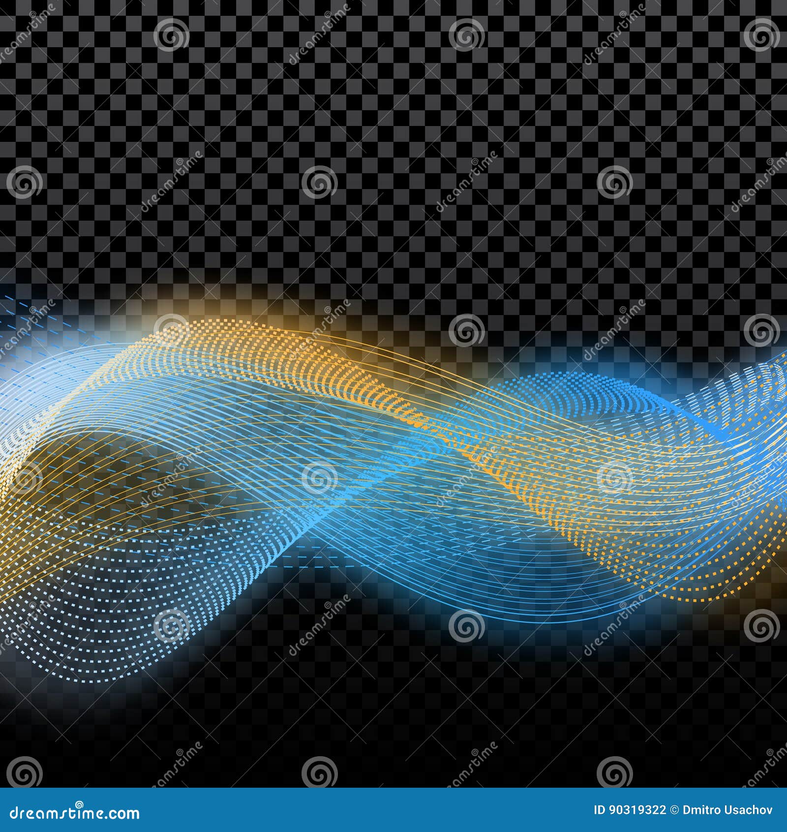 Light Effects. Abstract Discrete Waves Of Golden And Blue In The Glow ...