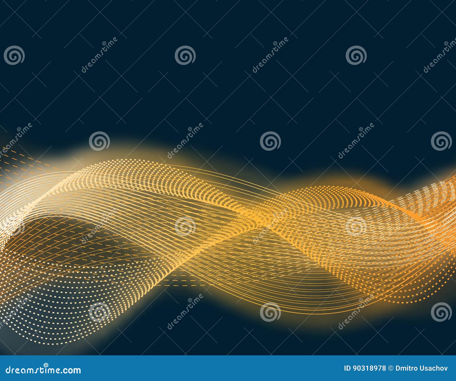 Light Effects. Abstract Discrete Waves of Golden Color in the Glow of a ...