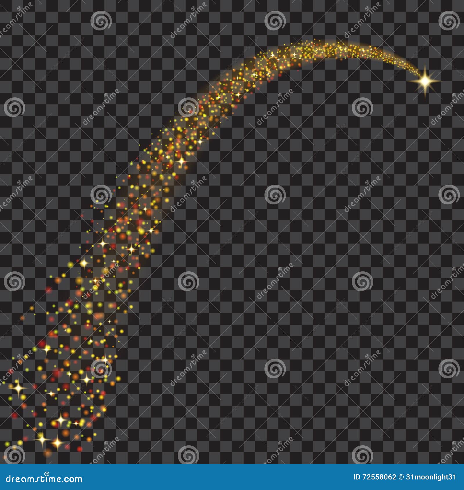 Light Effects of Flying Star with Glitter Stock Vector - Illustration ...