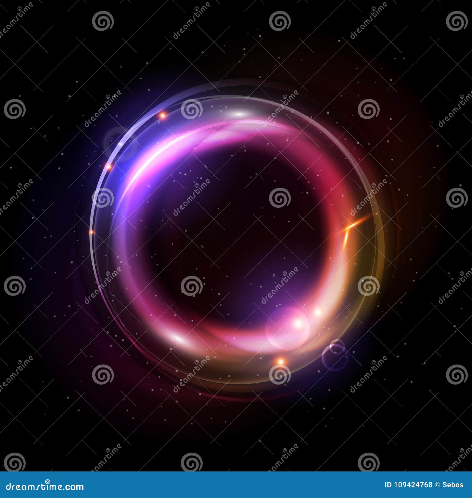 Glowing Rings And Detailed Sci Fi Structure. Fantasy World. Stock Photo ...