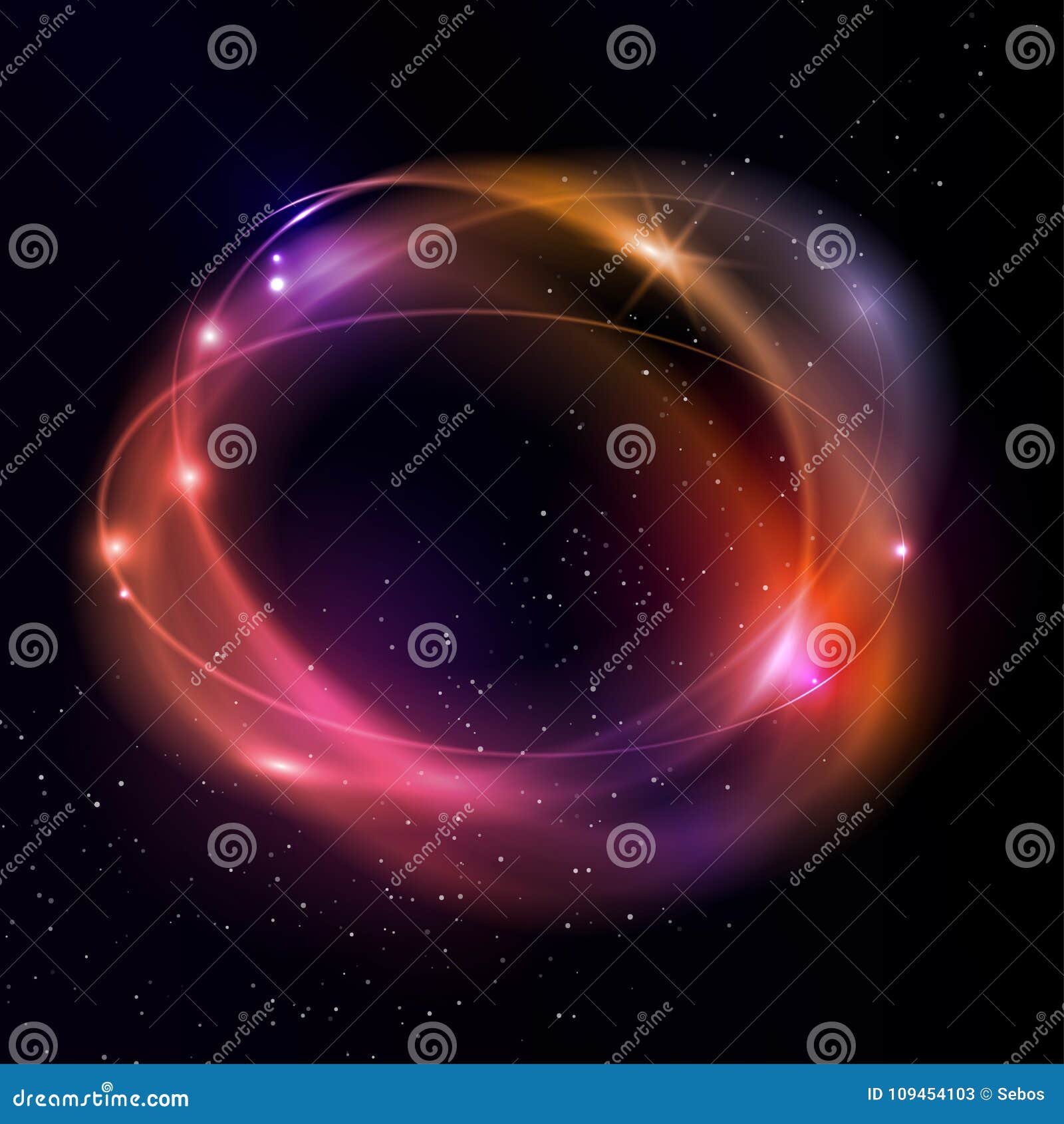 Glowing Rings And Detailed Sci Fi Structure. Fantasy World. Stock Photo ...