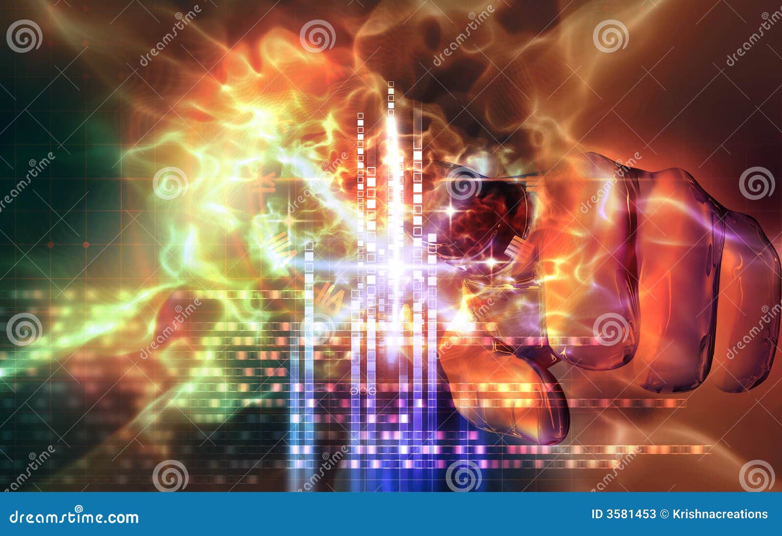 Light effects and hand stock illustration. Illustration of matrix - 3581453