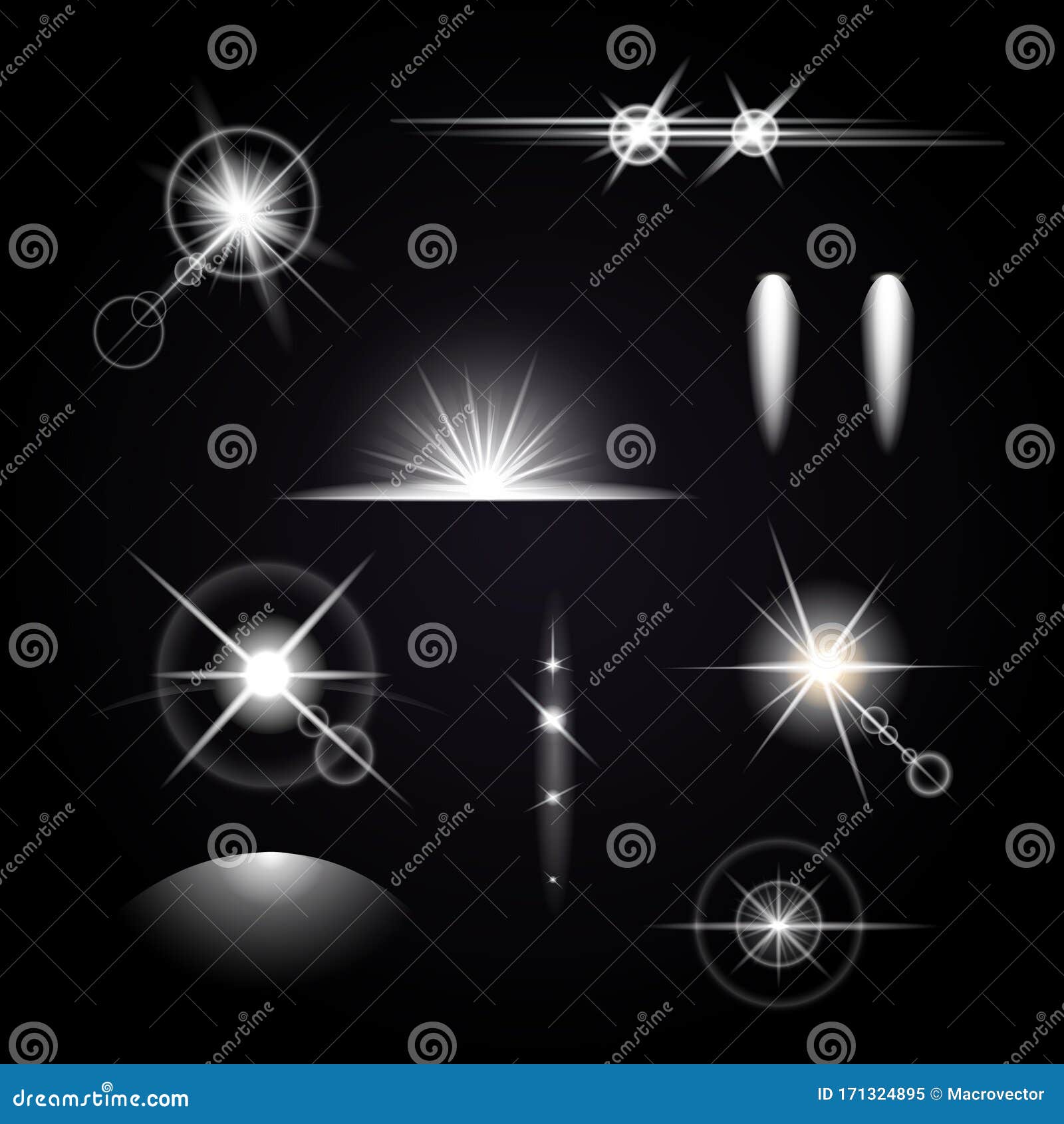Light Effects Icon Set stock vector. Illustration of bright - 171324895