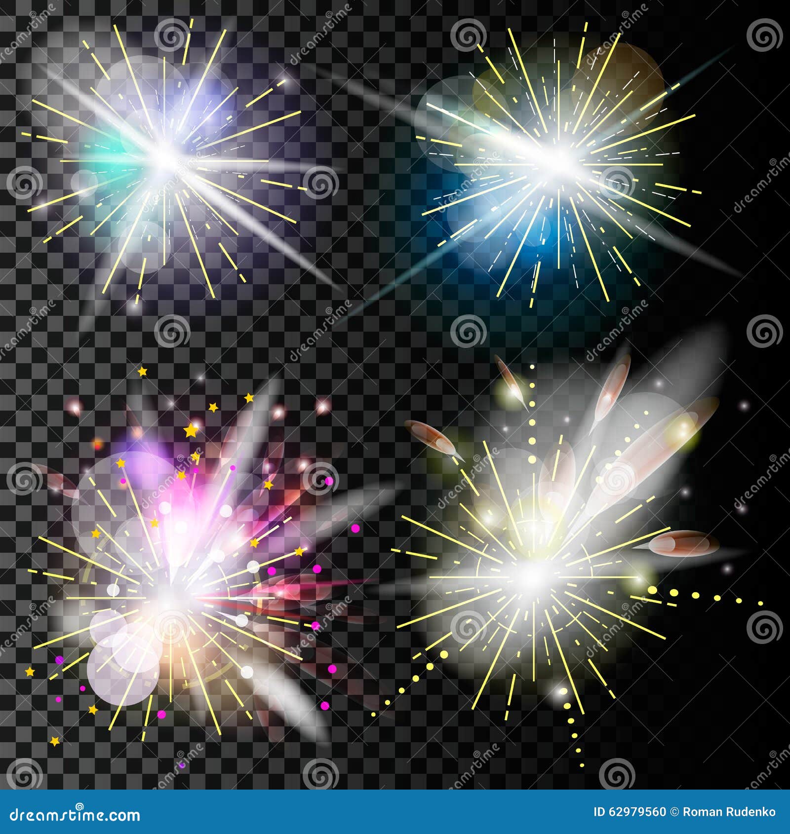 Light Effects Set. Vector Magic Effect with Radial Stock Vector ...