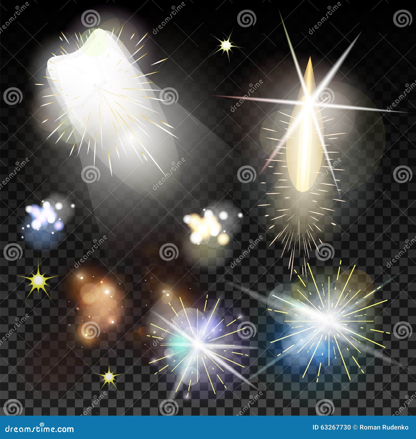 Light Effects Set. Vector Magic Effect with Radial Stock Vector ...