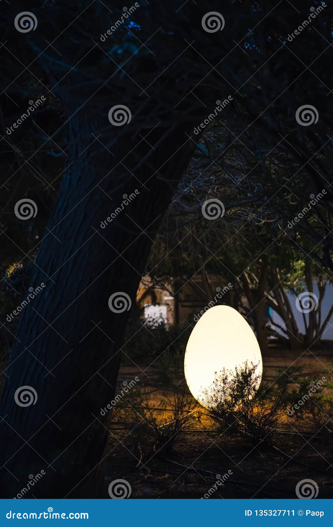 Light Egg Illuminated at Night Stock Image - Image of balkans ...