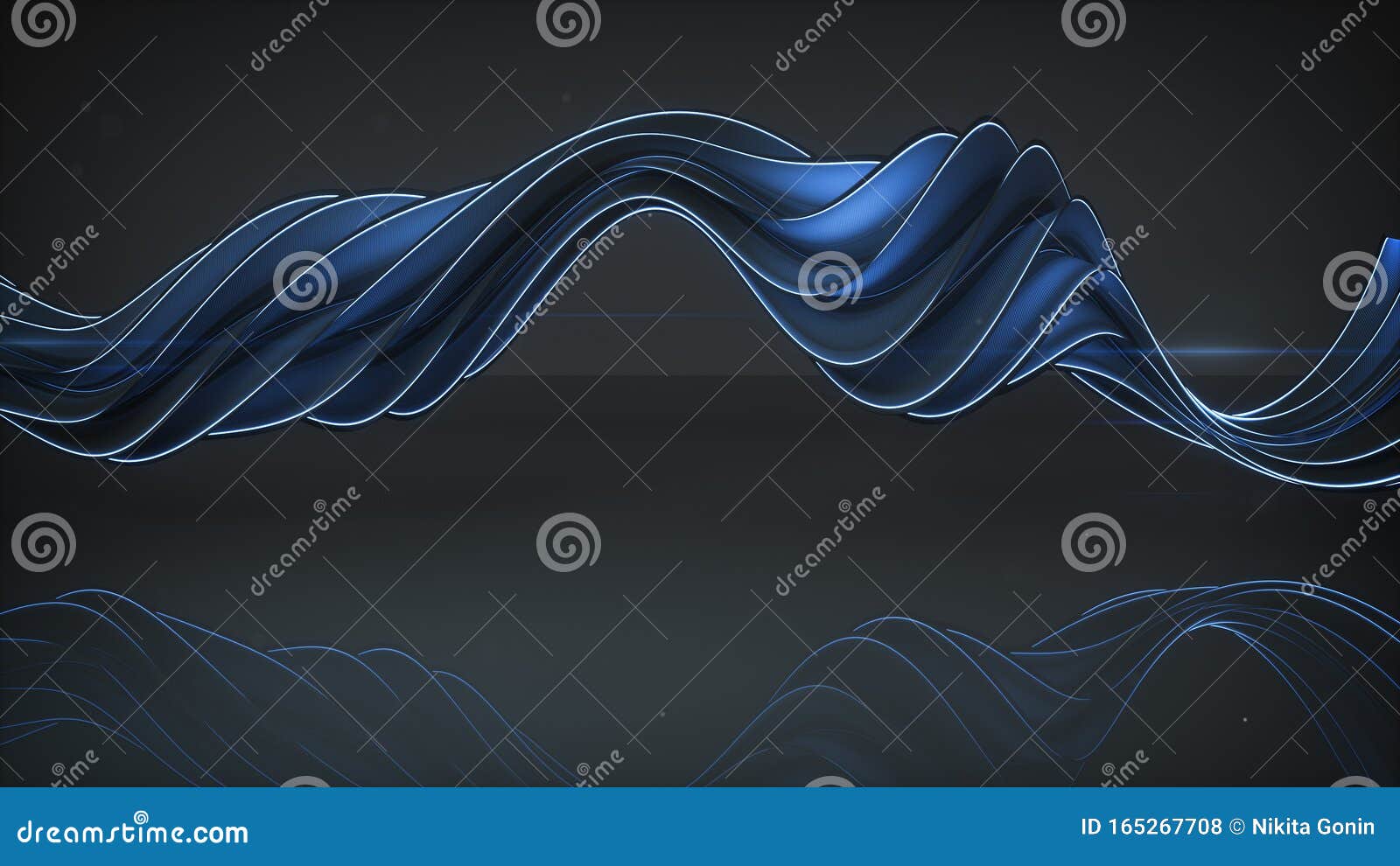Light Emitting Blue Twisted Spiral Shape 3D Render Illustration Stock ...