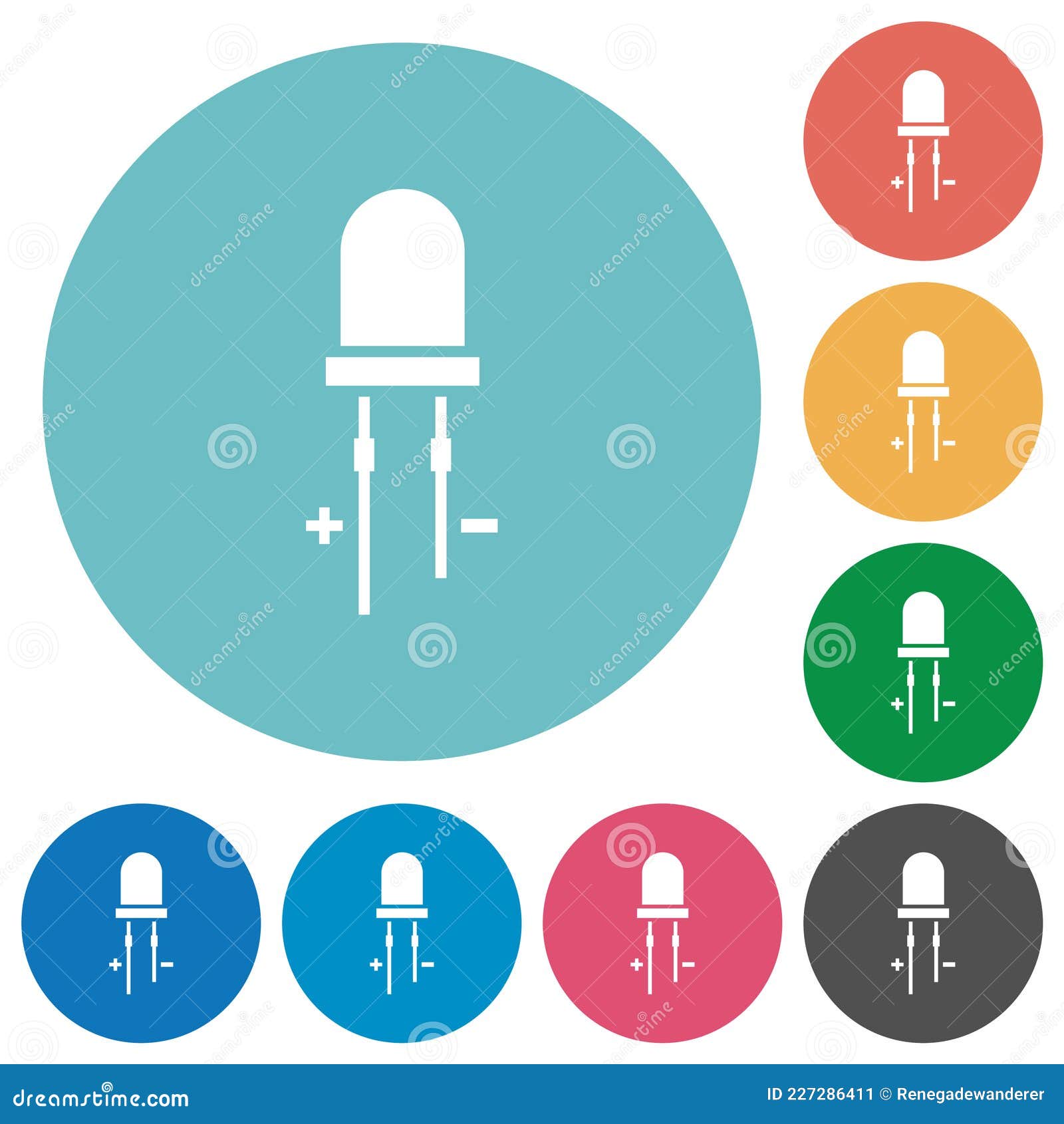 Light Emitting Diode Flat Round Icons Stock Vector - Illustration of ...