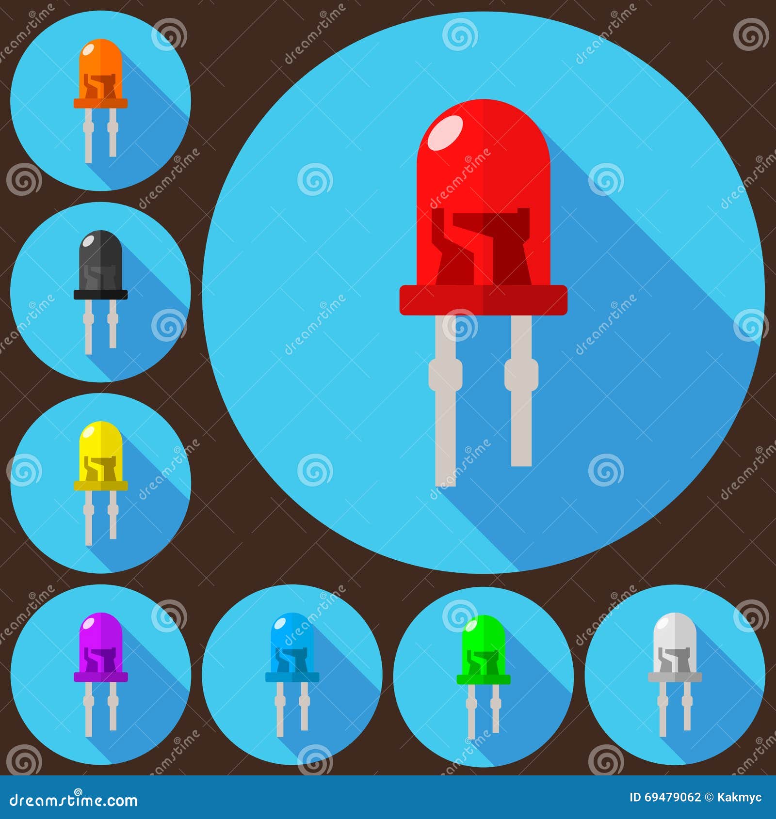 Light-emitting Diode Flat Set Vector Illustration | CartoonDealer.com ...