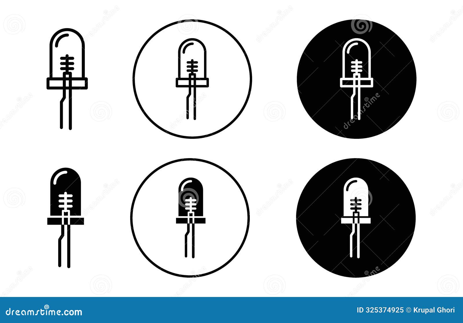 Light Emitting Bright Diode, Realistic Style Set Cartoon Vector ...