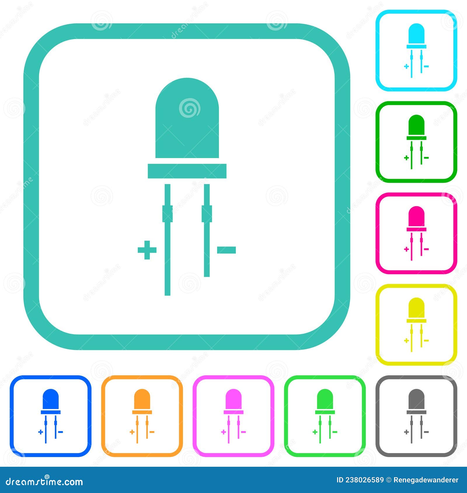 Light Emitting Diode Vivid Colored Flat Icons Stock Vector ...