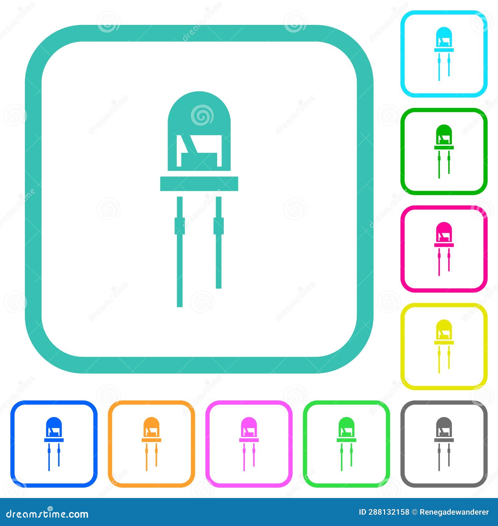 Light Emitting Diode Vivid Colored Flat Icons Stock Vector ...