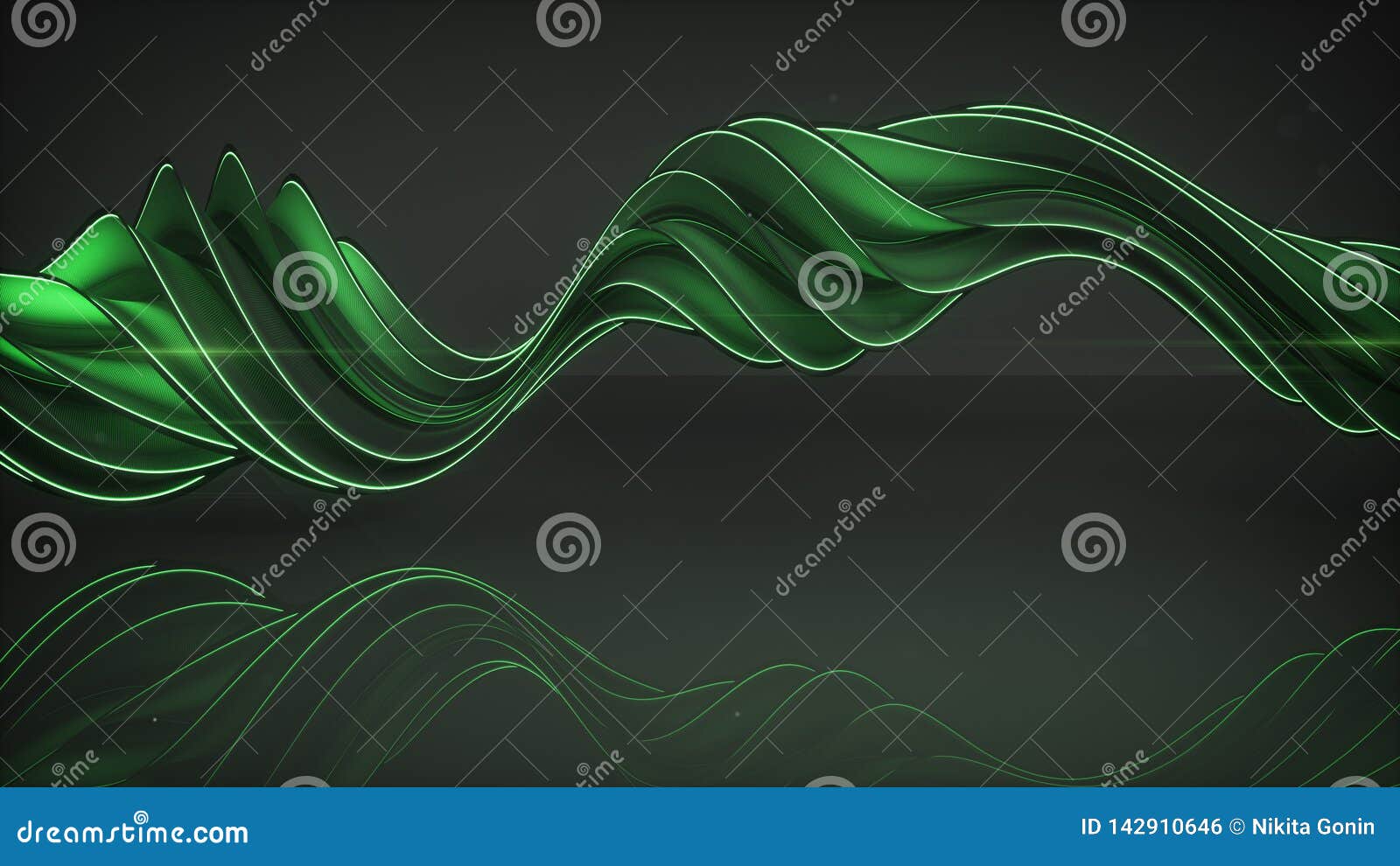 Light Emitting Green Twisted Spiral Shape 3D Render Illustration Stock ...