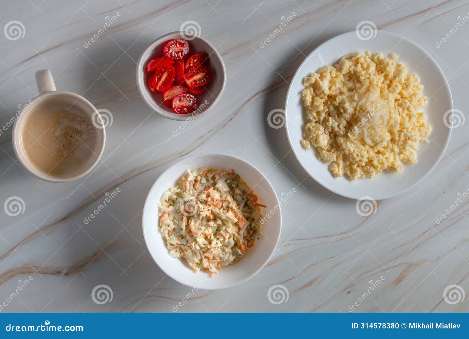 Light Empty Plates without Food on Light Marble Background, Flat Lay ...