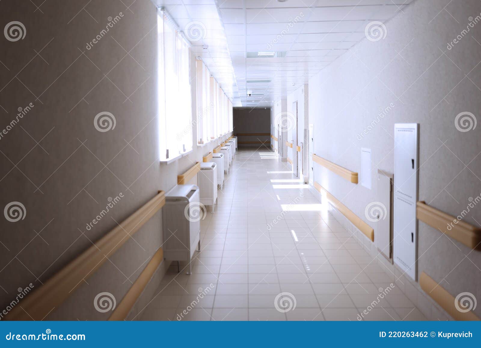 Light Empty Spacious Corridor in Medical Facility Stock Photo - Image ...