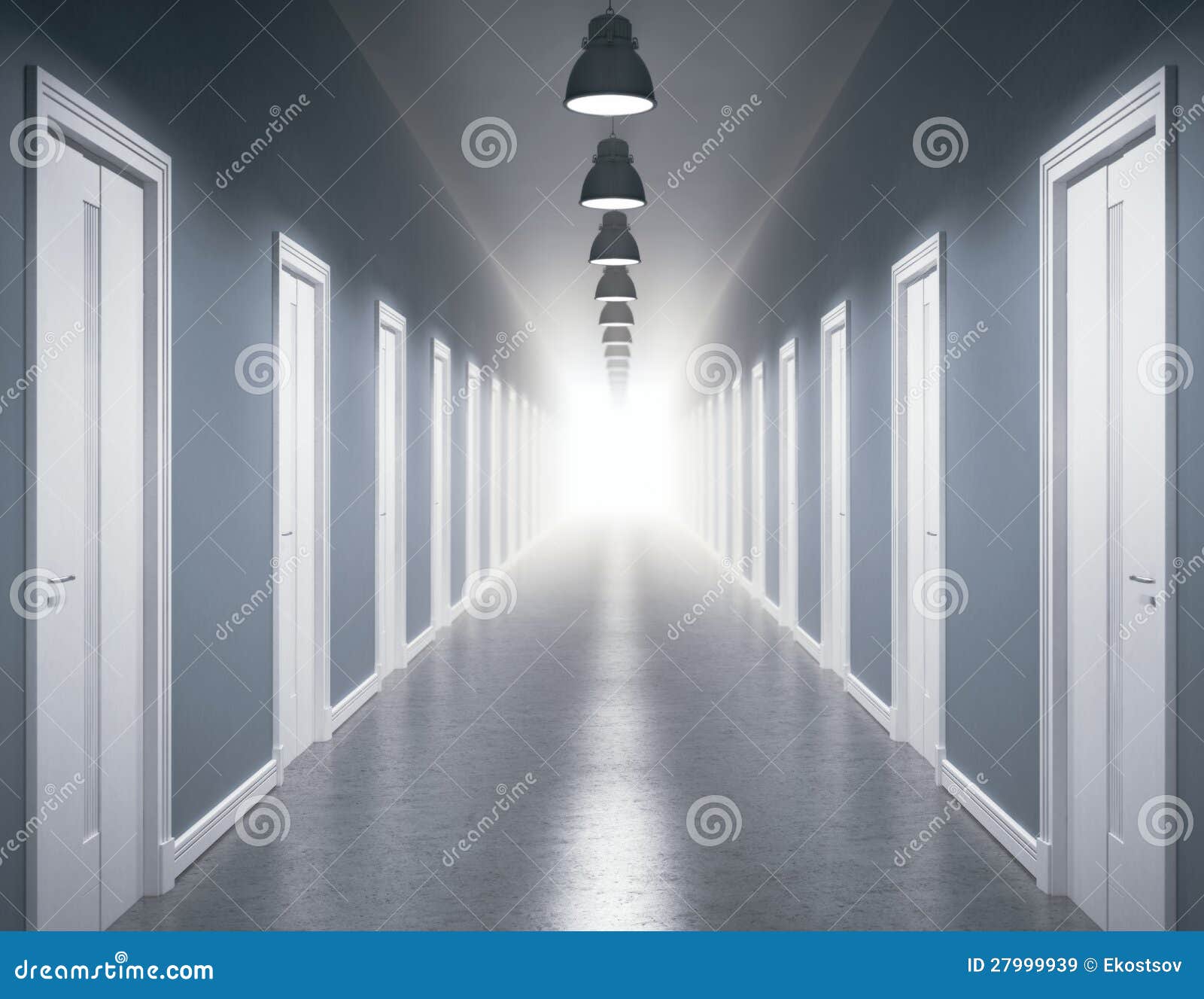Light at the End of the Corridor Stock Illustration - Illustration of ...