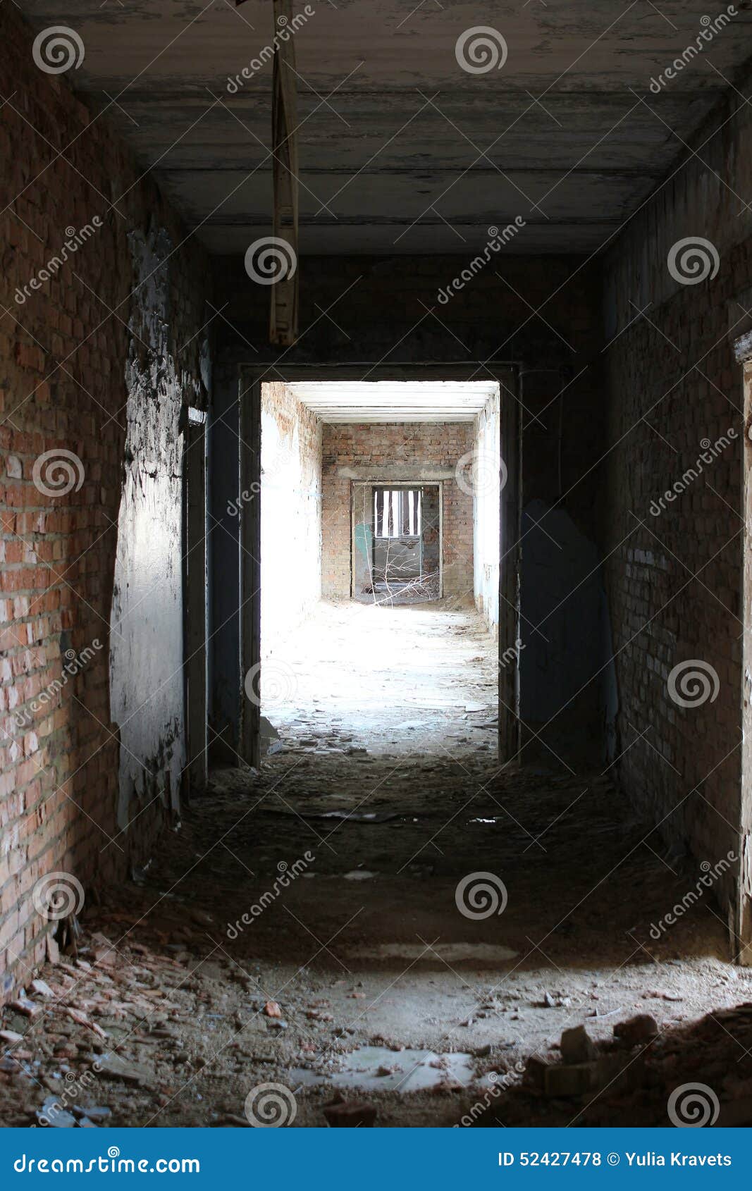 The Light in the End of the Corridor in Abandoned Building Stock Photo ...