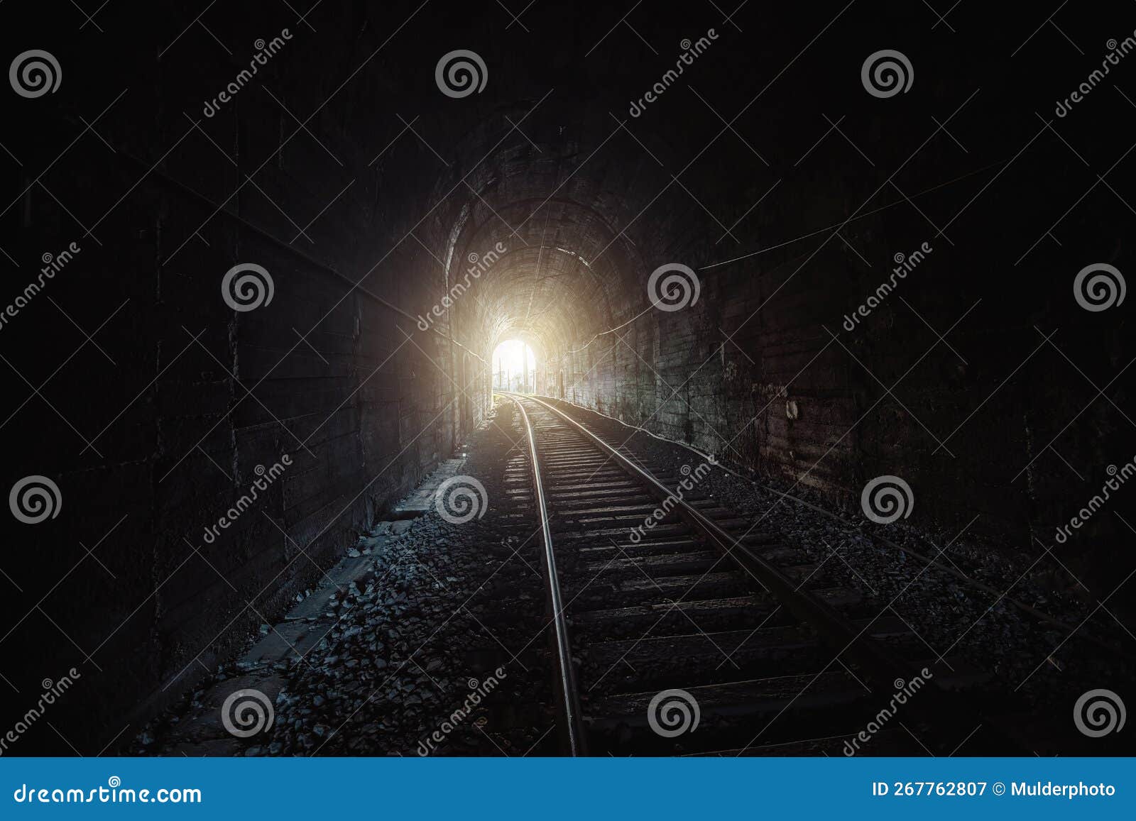 Light at the End of Railroad Tunnel Stock Image - Image of rock, subway ...