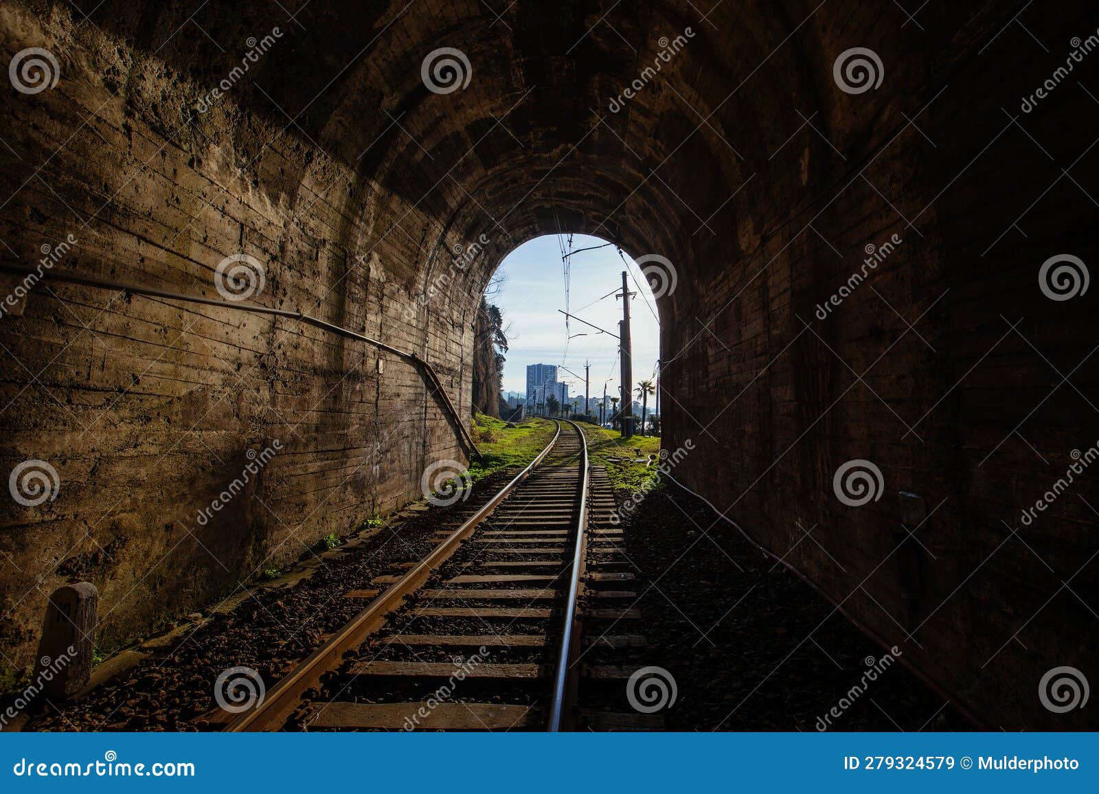 Light at the End of Railroad Tunnel Stock Image - Image of rail ...