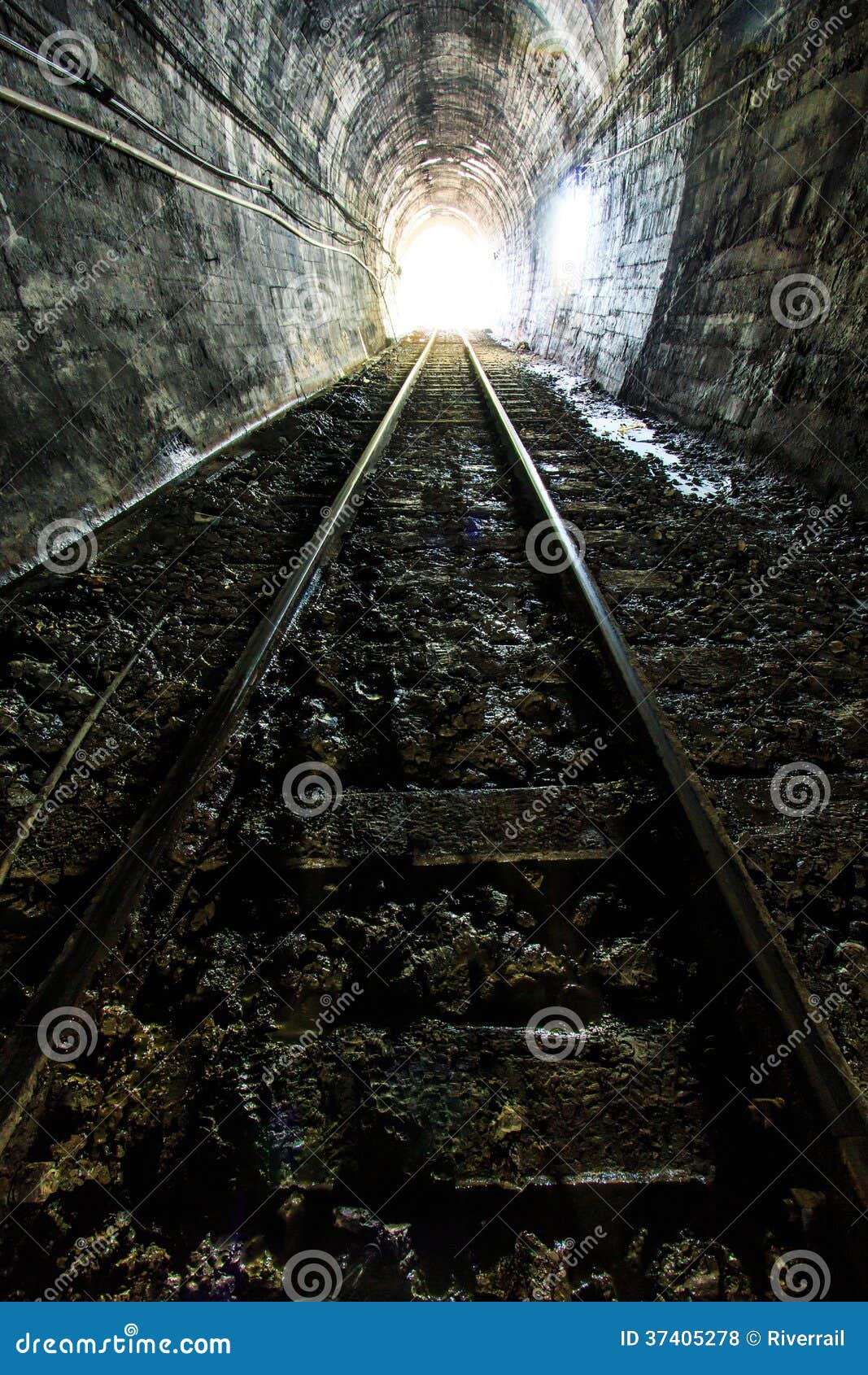 Light at the End of Railroad Tunnel Stock Photo - Image of hole ...