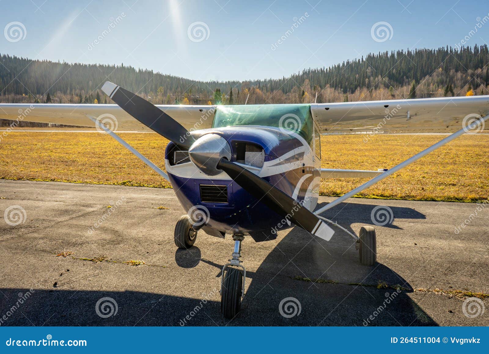 Light-engine Propeller Aircraft Front View Stock Photo - Image of light ...