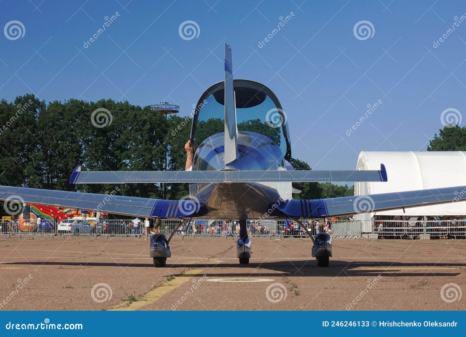 Light-engine Training Aircraft on the Runway. Back View Stock Image ...