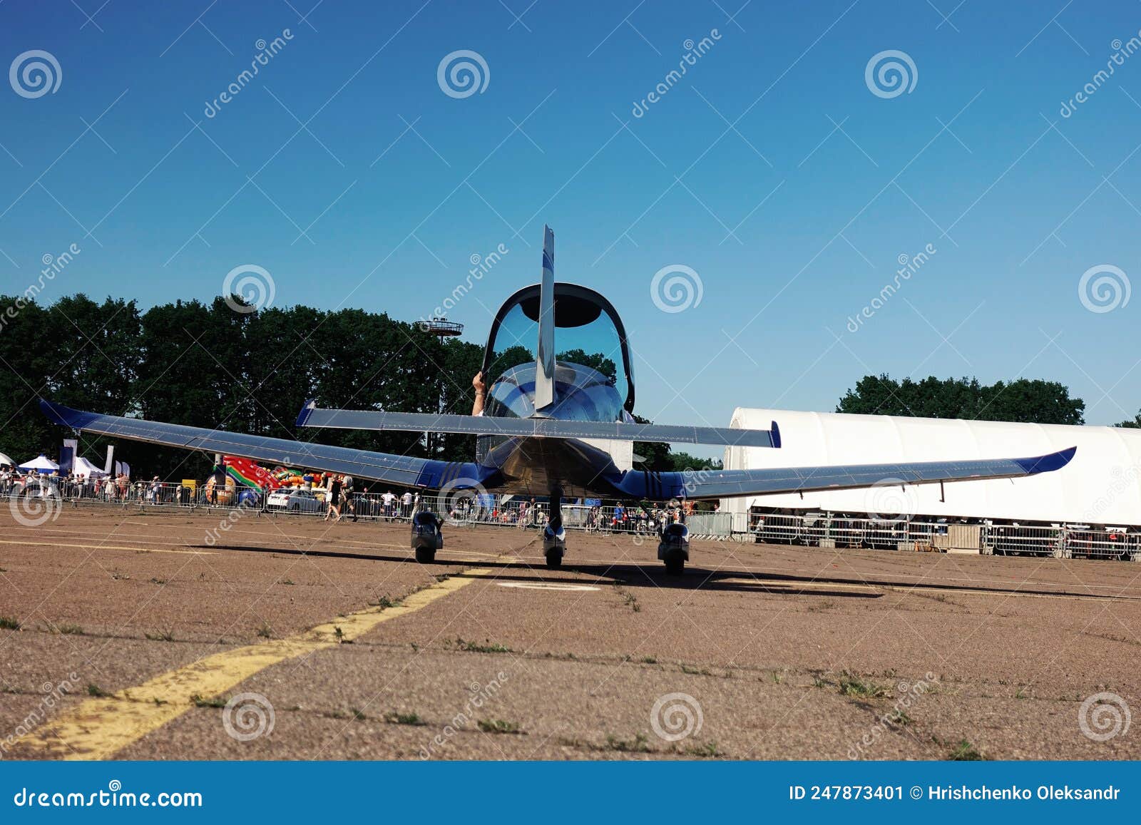 Light-engine Training Aircraft on the Runway. Back View Stock Image ...